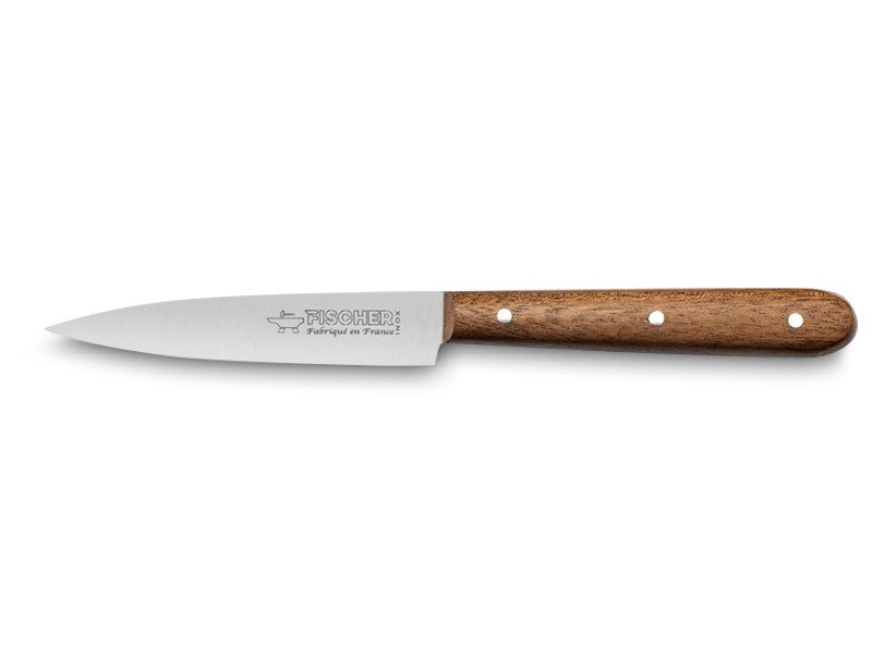 Couteau de type office avec lame satinée et manche en bois exotique ...